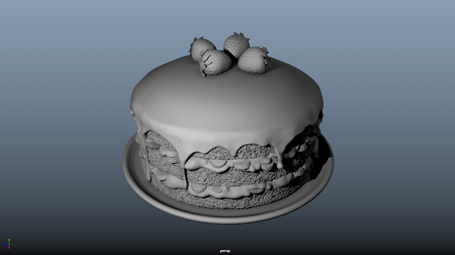 Cake Strawberry 3d Obj