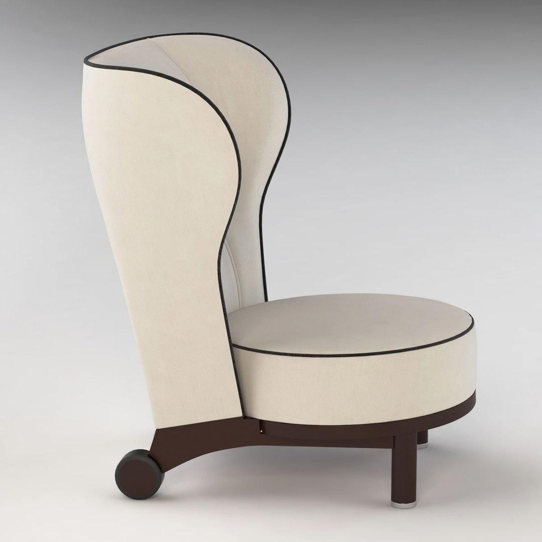 3D Rea Swivel Wing Chair With Quilt Giorgetti Chair - TurboSquid 2007333