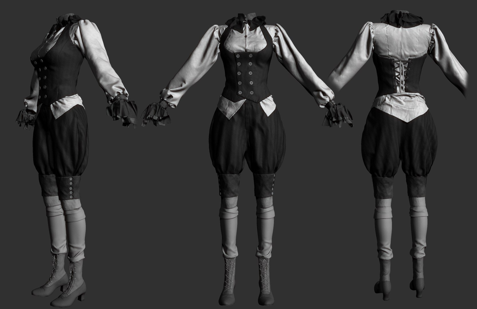 Realistic female steampunk costume 3D model - TurboSquid 1300923