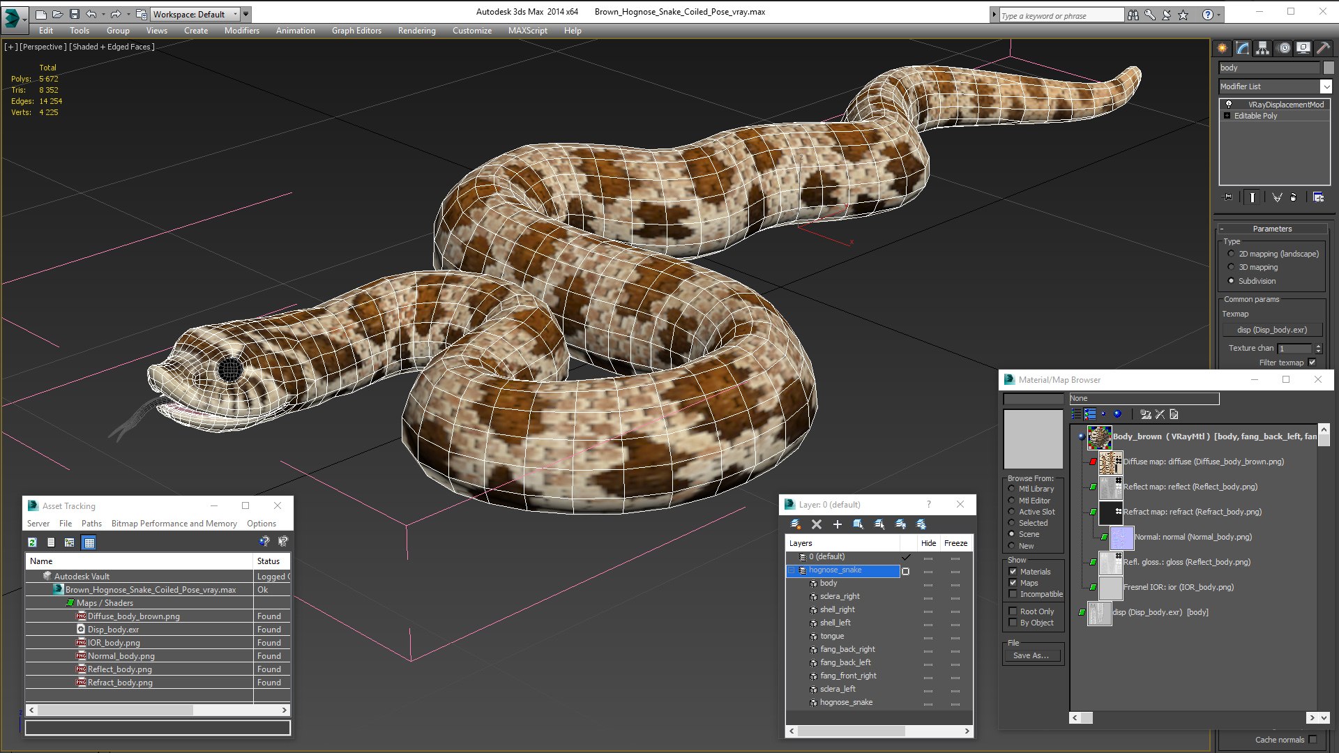 3D brown hognose snake coiled model - TurboSquid 1475427
