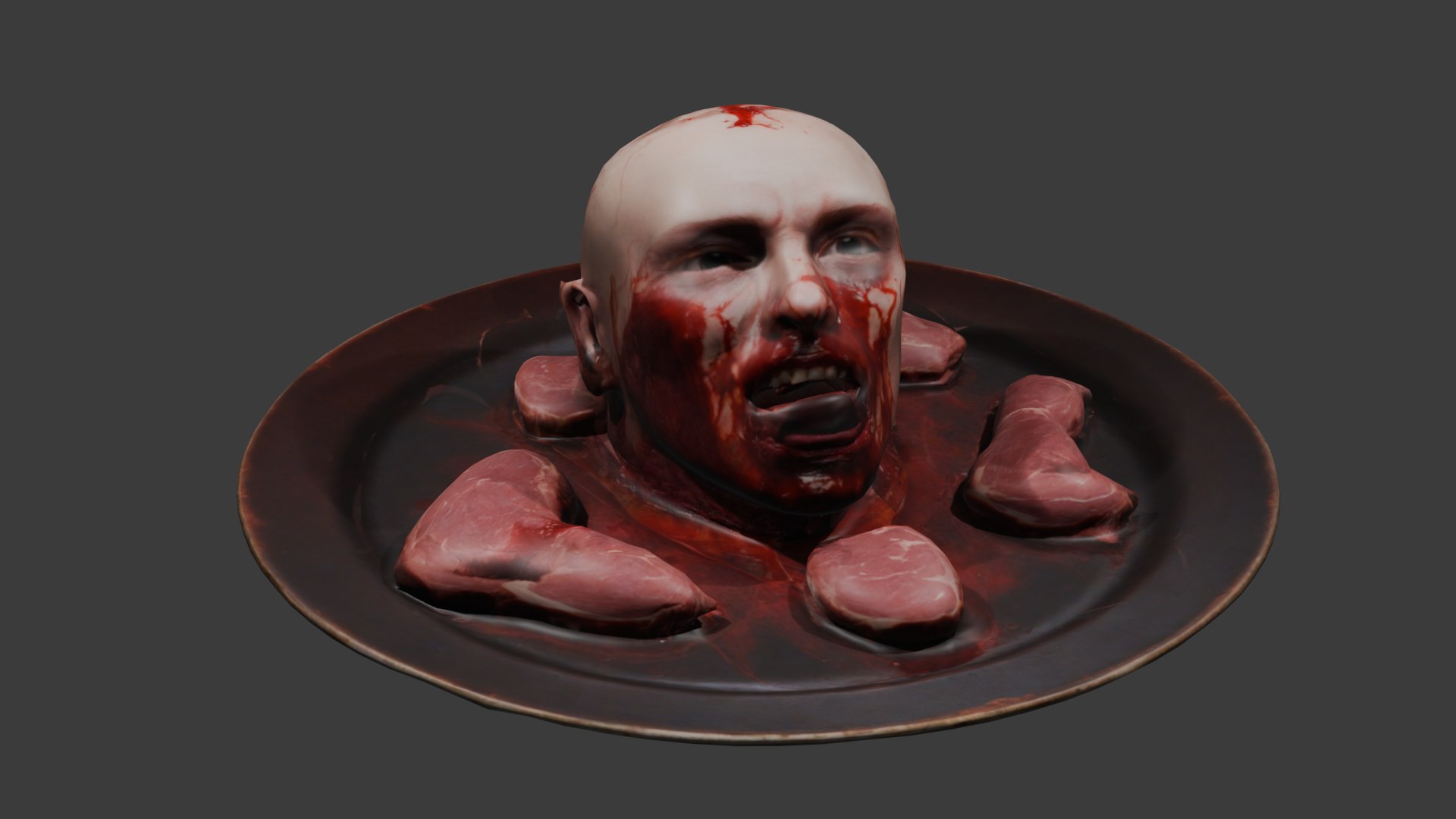 3D Gore Head In Plate Horror - TurboSquid 2340065
