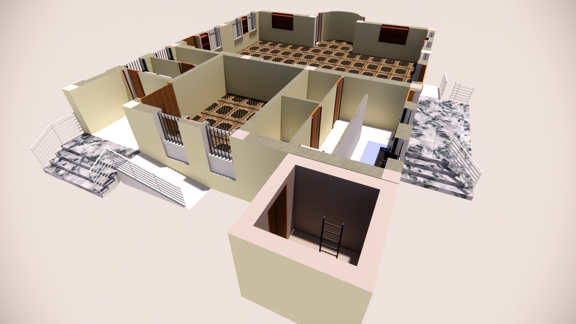 3D Mosque Masjid With Concrete Minaret Model - TurboSquid 1864889