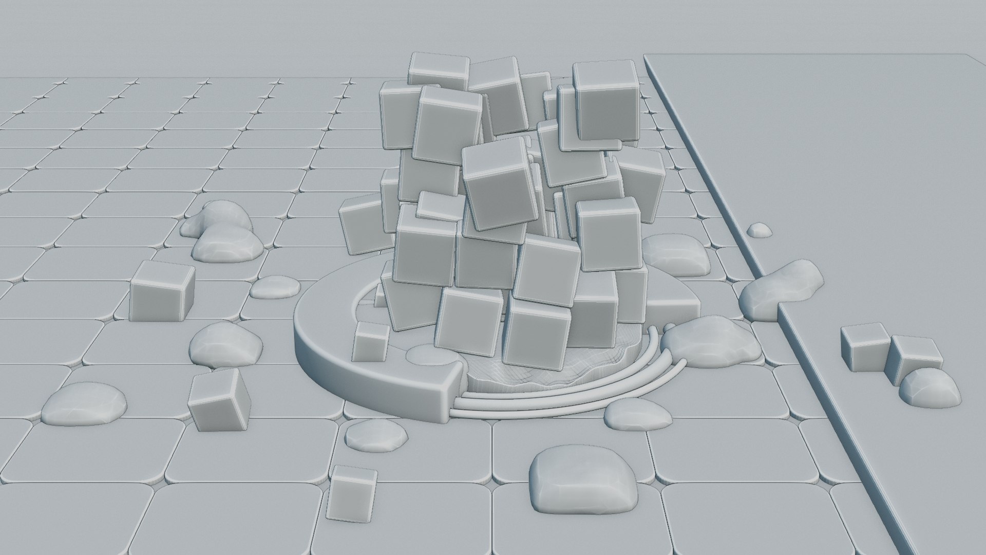 Ice-cubes Fountain On A Tiles Floor 3D Model - BLEND 3D Model ...