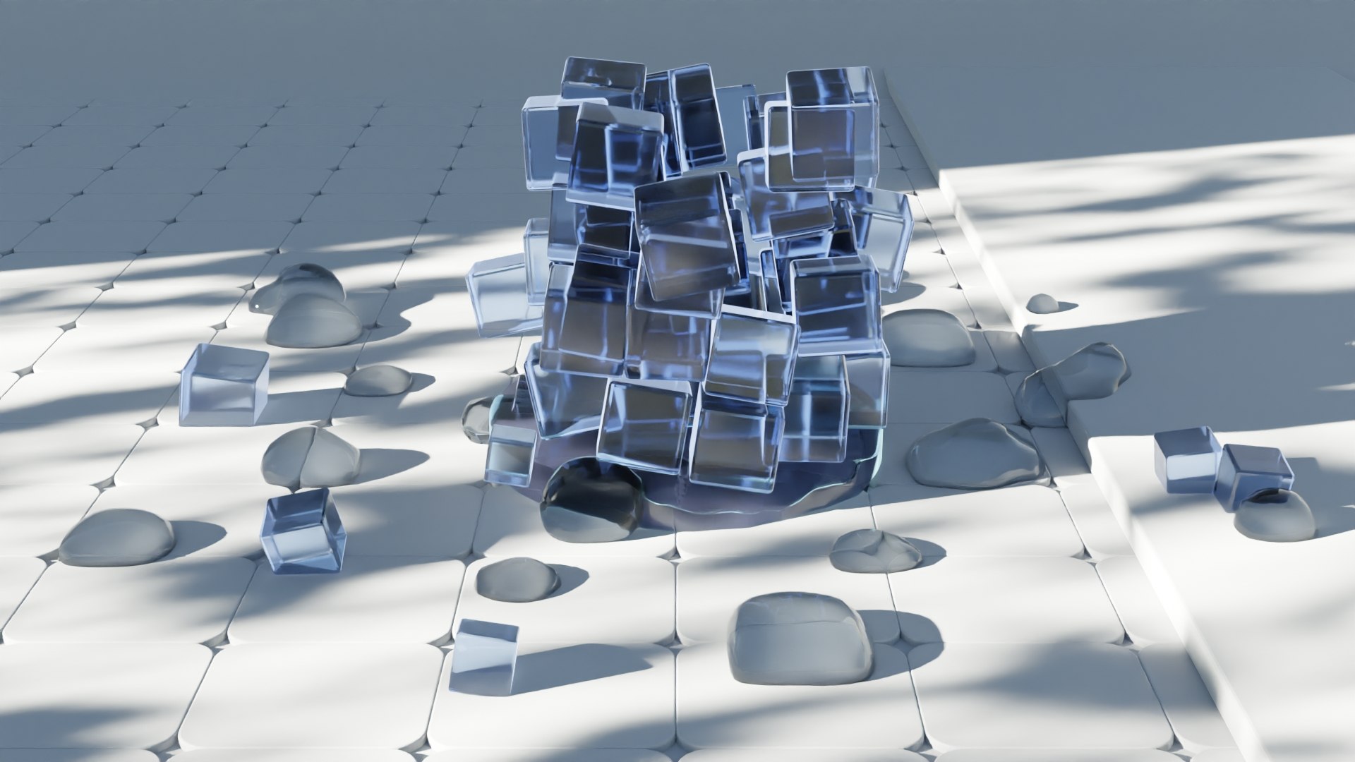 Ice-cubes Fountain On A Tiles Floor 3D Model - BLEND 3D Model ...