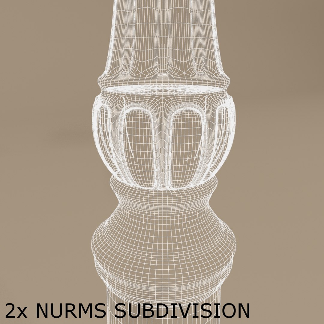 3d old decorated lighting pole model