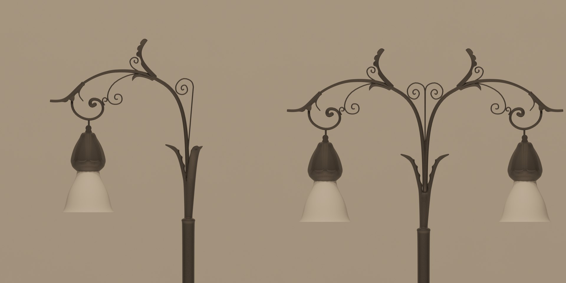 3d old decorated lighting pole model