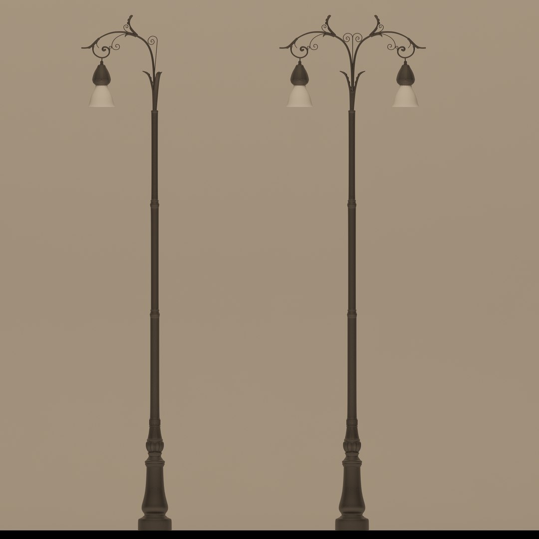 3d old decorated lighting pole model