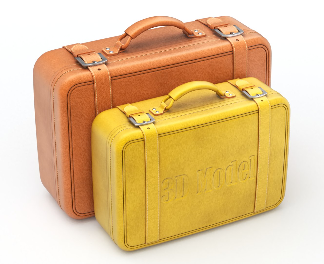 3D model Leather Retro Suitcase - TurboSquid 2012289