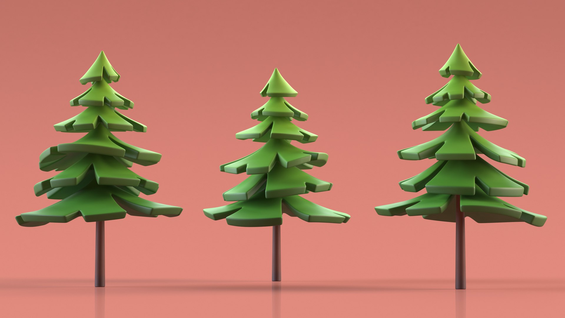 Fur Tree Cartoon Style Simple Coloring model - TurboSquid 2169092