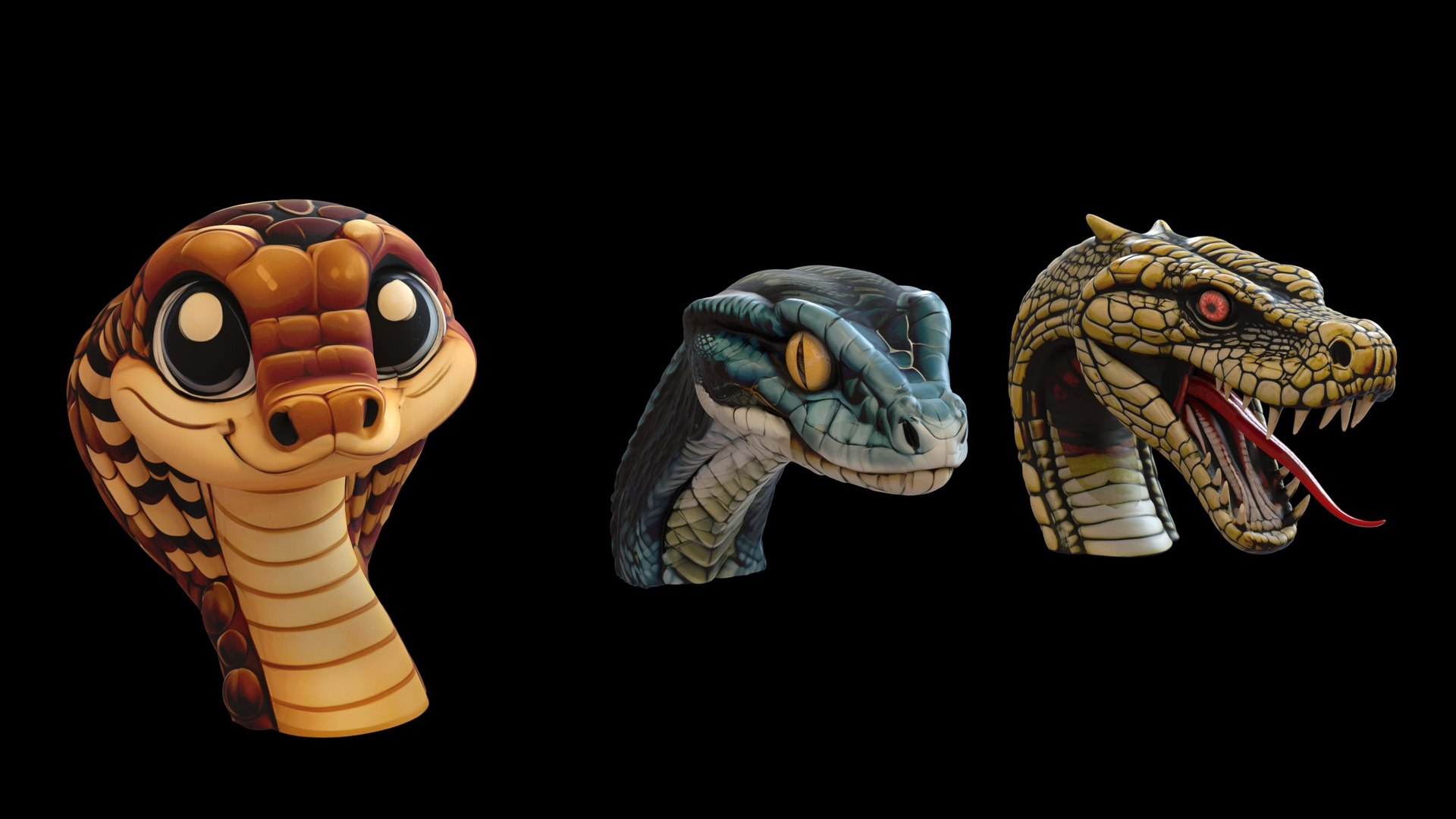 3D Ultimate Snake Head Pack - 48 HighPoly Stylized Assets - TurboSquid ...
