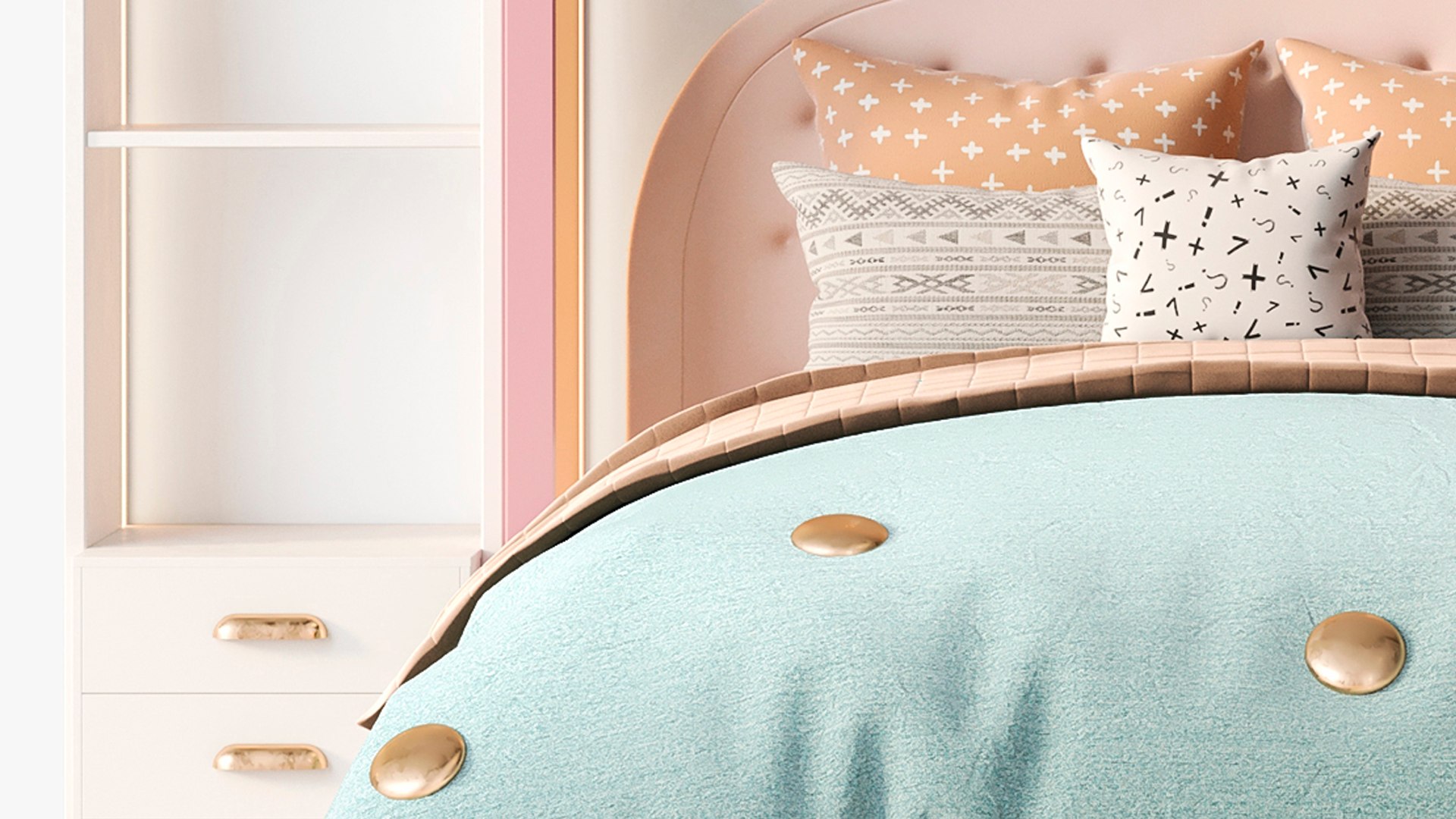 Baby Cot With Pillows And Shelves For Toys And Decor 3D Model ...