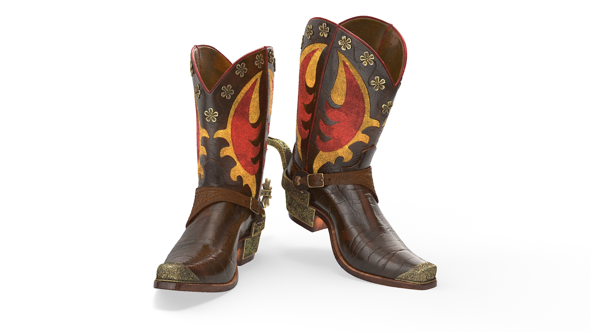 3D Western Cowboy Boots With Spur Model - TurboSquid 2209606