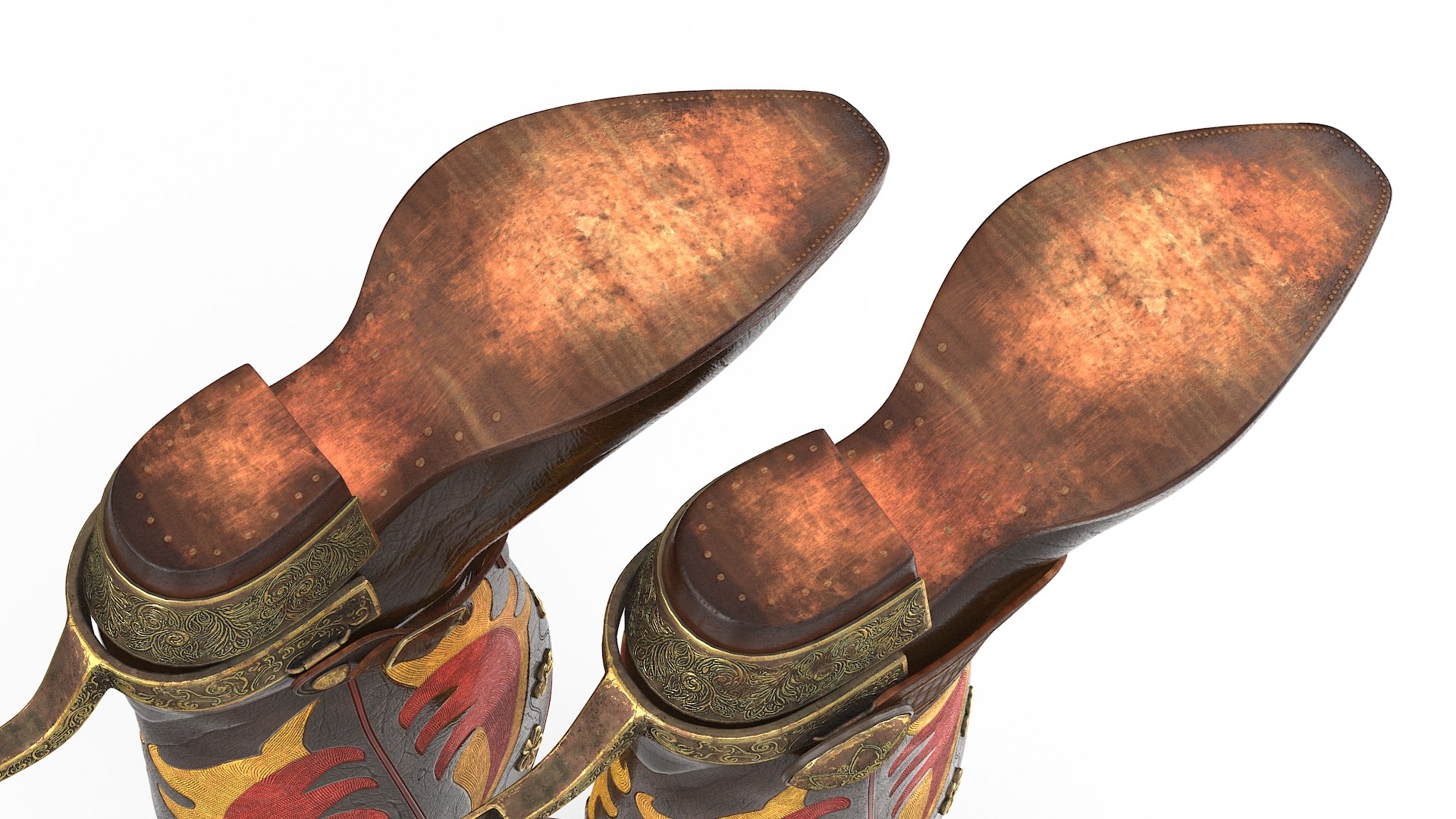3D Western Cowboy Boots With Spur Model - TurboSquid 2209606