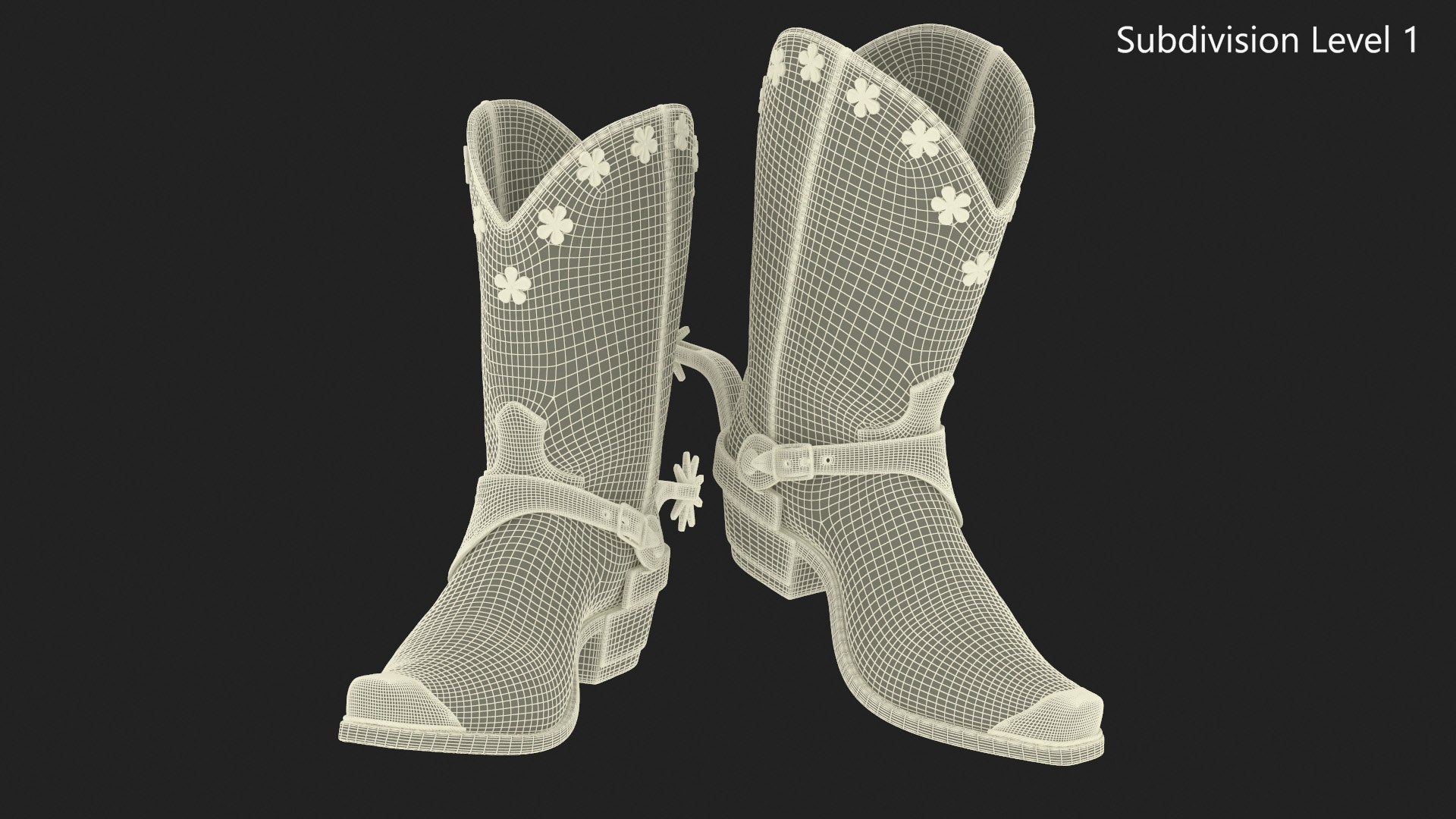 3D Western Cowboy Boots With Spur Model - TurboSquid 2209606