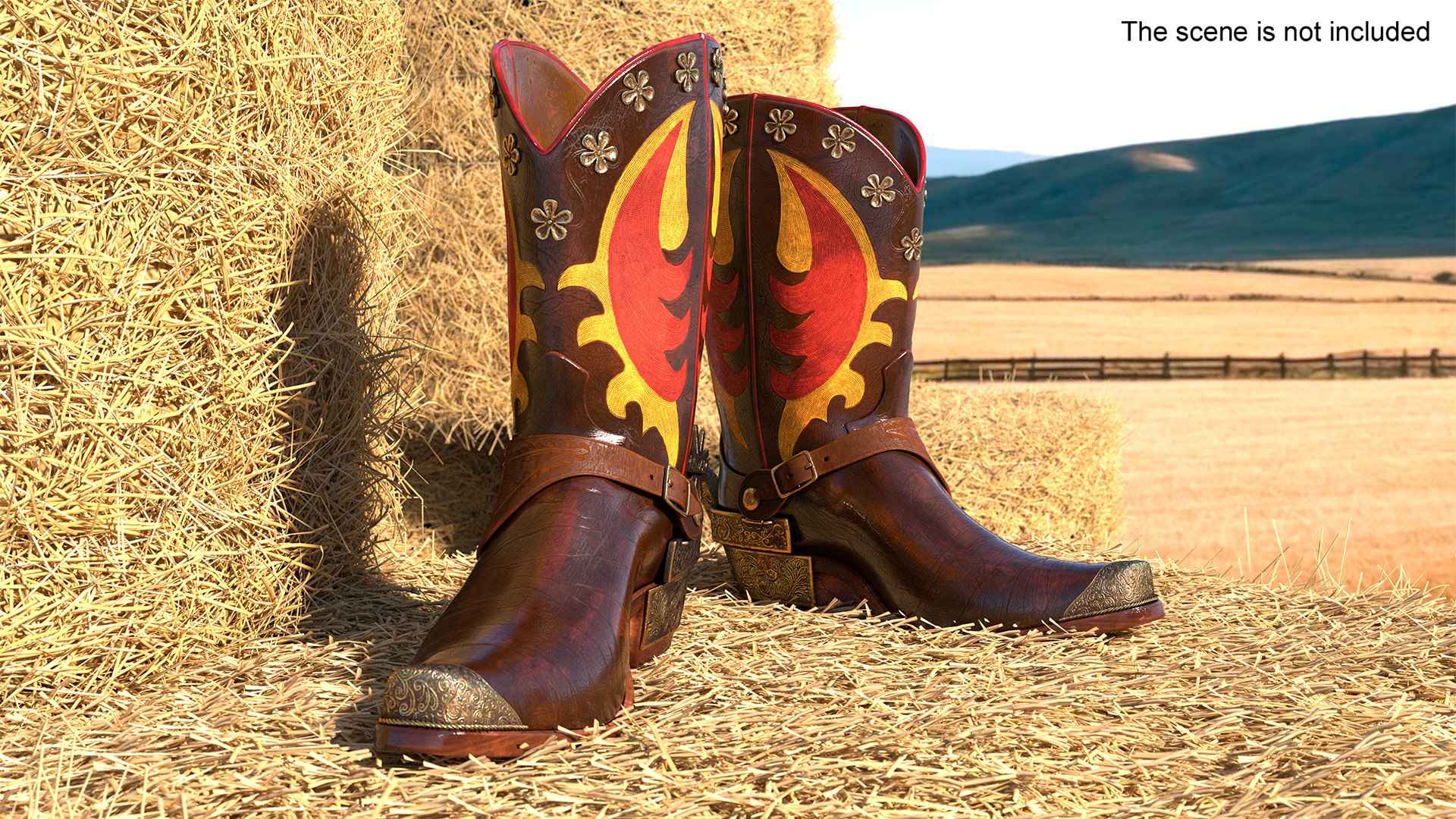 3D Western Cowboy Boots With Spur Model - TurboSquid 2209606