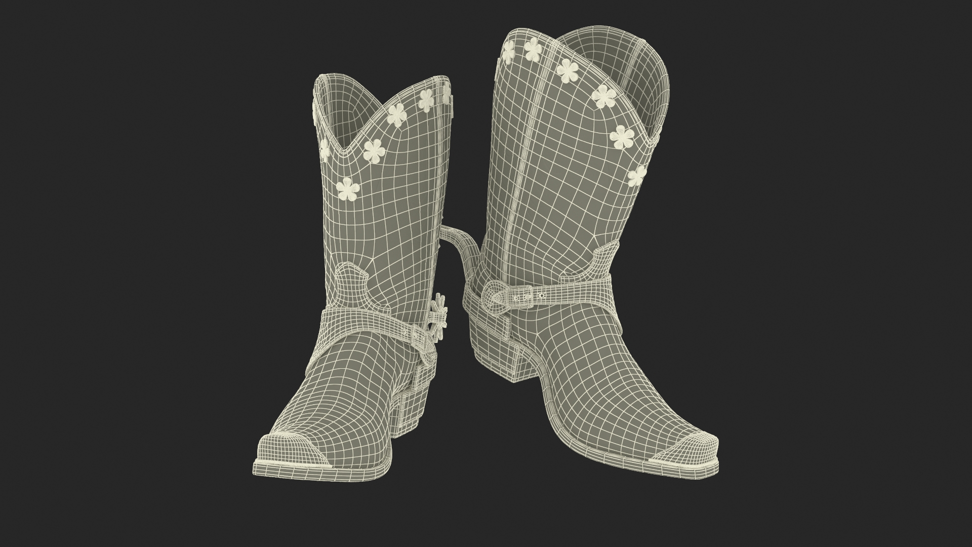 3D Western Cowboy Boots With Spur Model - TurboSquid 2209606