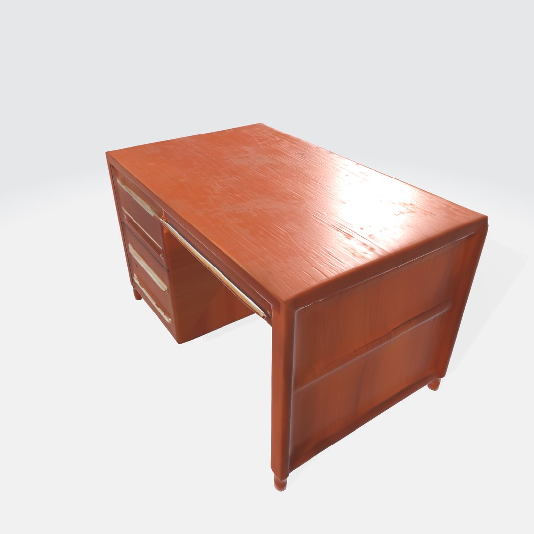 3D Classic Wooden Desk Model - TurboSquid 2274615