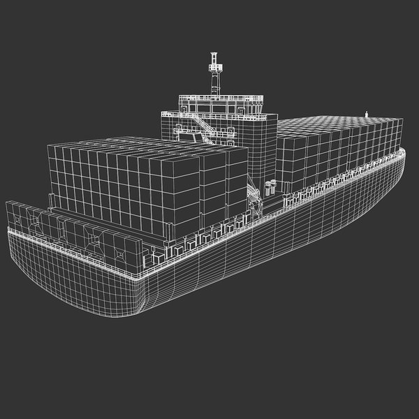 3d container-ship container ship