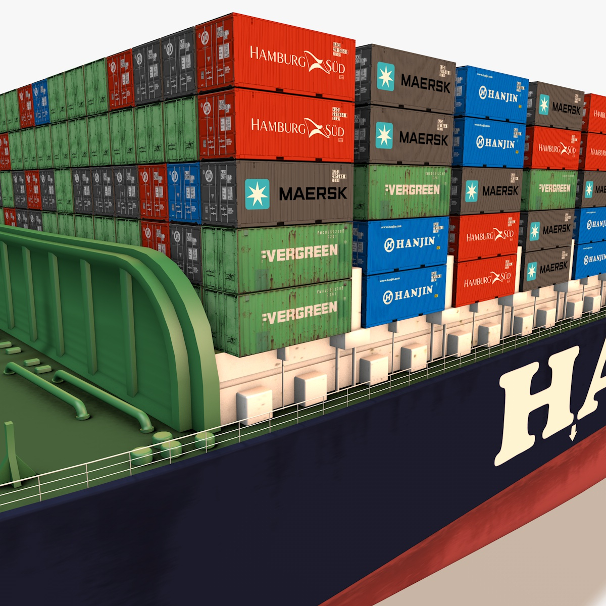 3d container-ship container ship