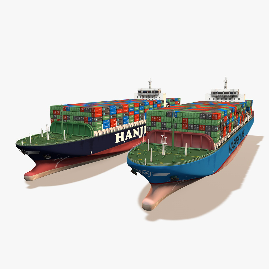 3d container-ship container ship