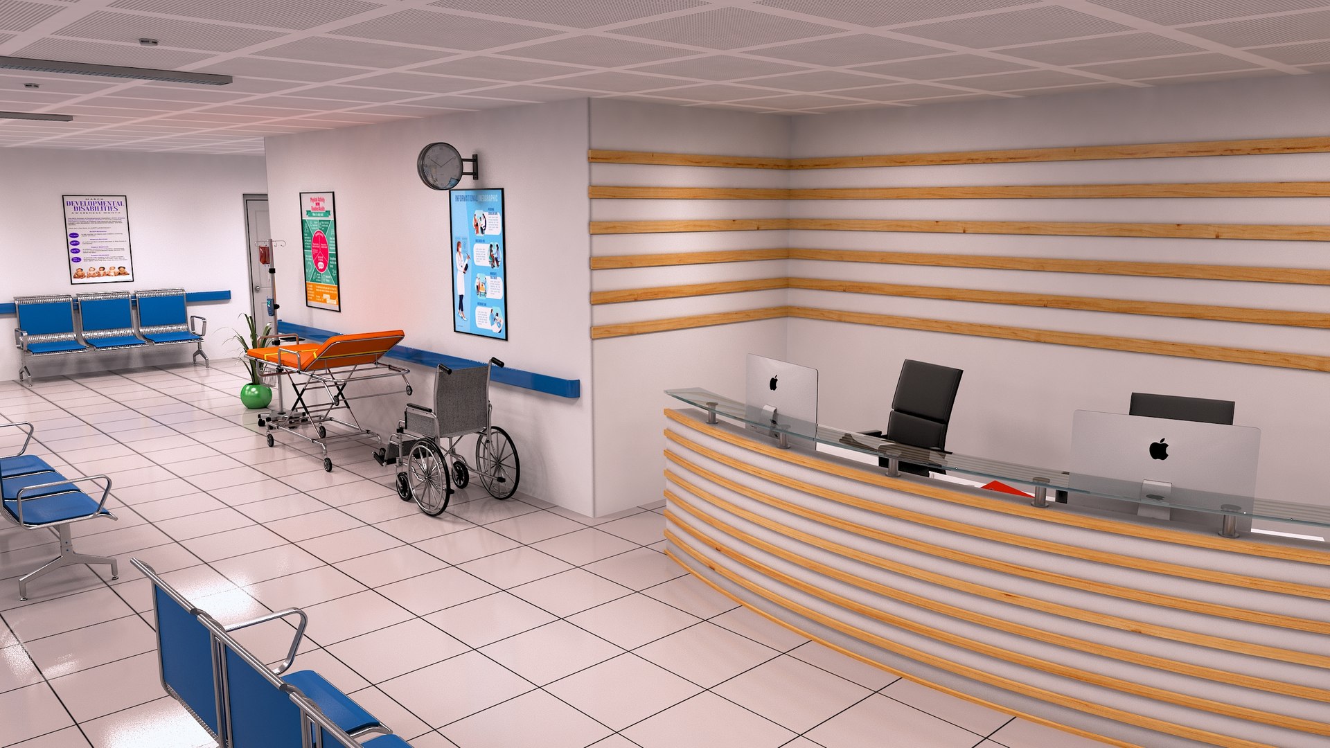 3D Doctor Office And Hospital Hallway - TurboSquid 2370477
