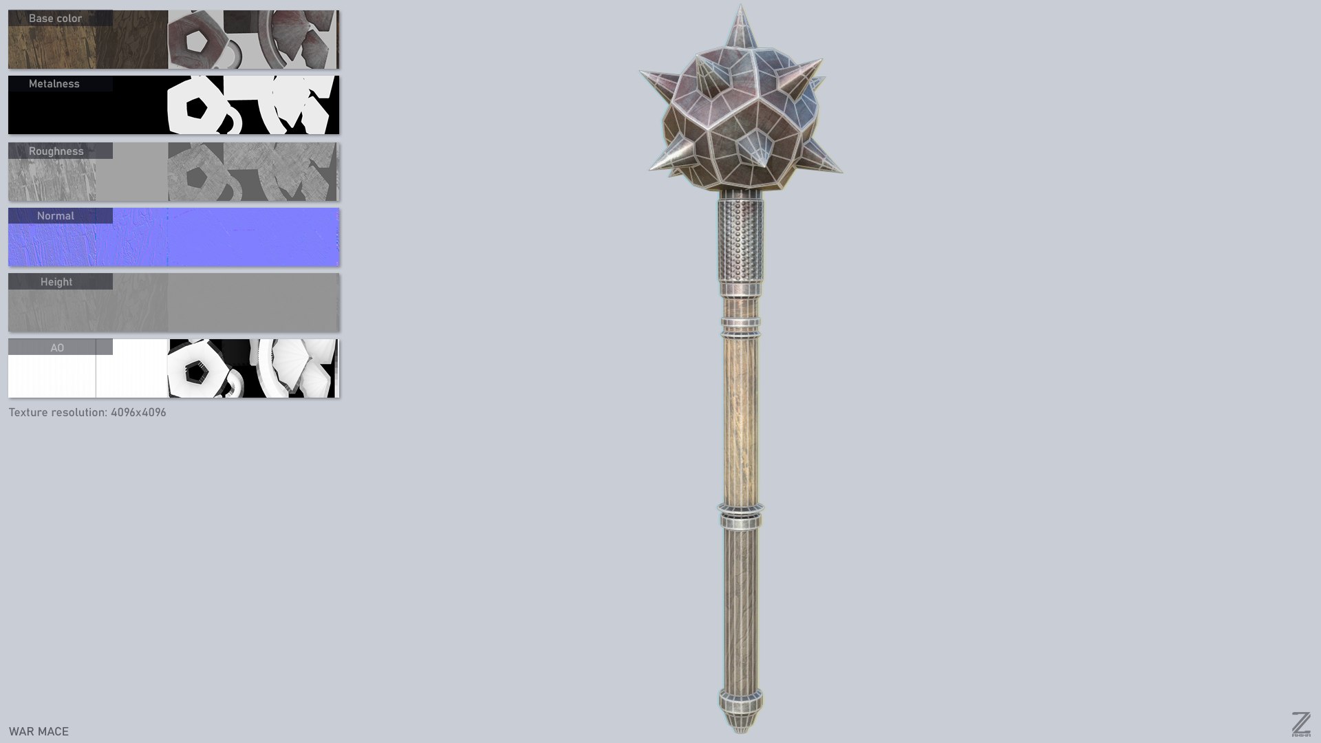 War Mace Model - TurboSquid 2242432