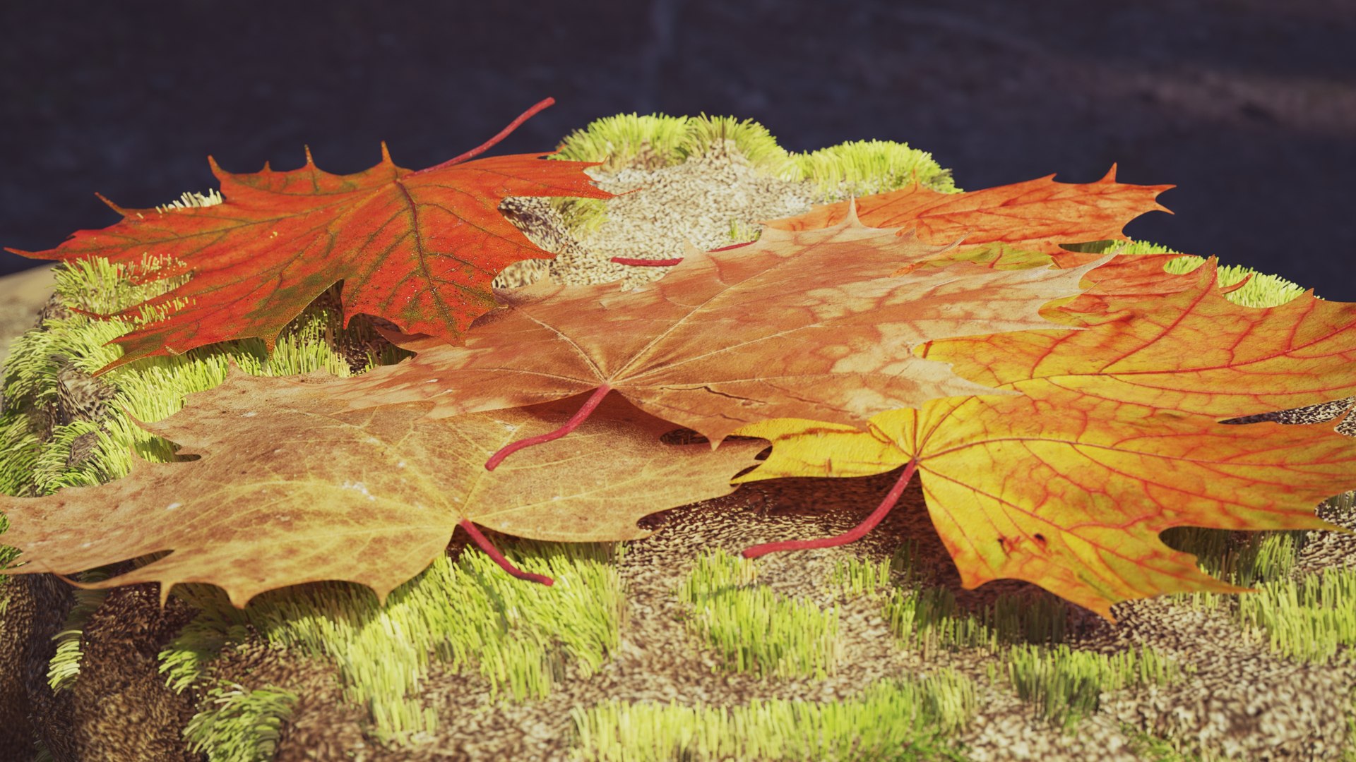 3D Model Maple Autumn Fall Leaves - TurboSquid 2086690