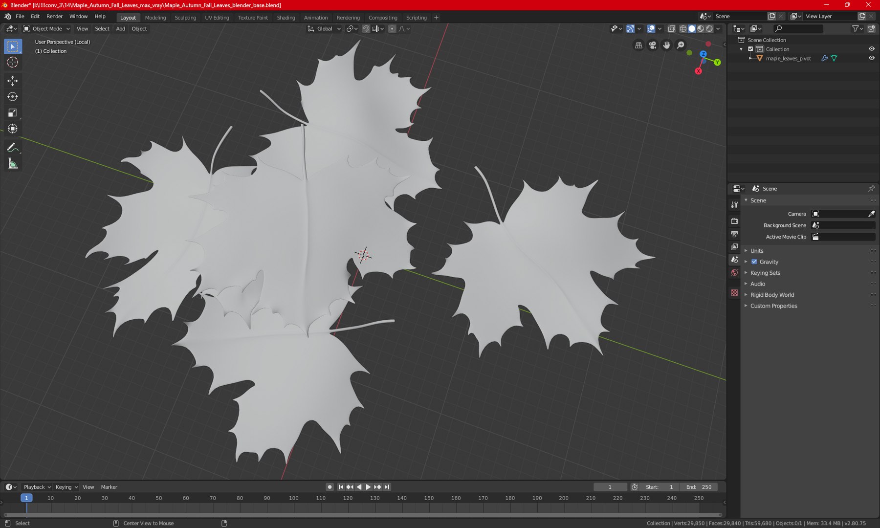 3D Model Maple Autumn Fall Leaves - TurboSquid 2086690