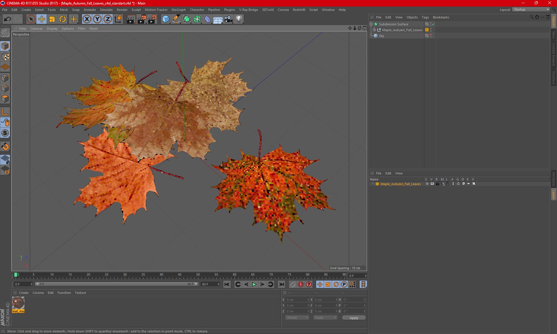 3D Model Maple Autumn Fall Leaves - TurboSquid 2086690