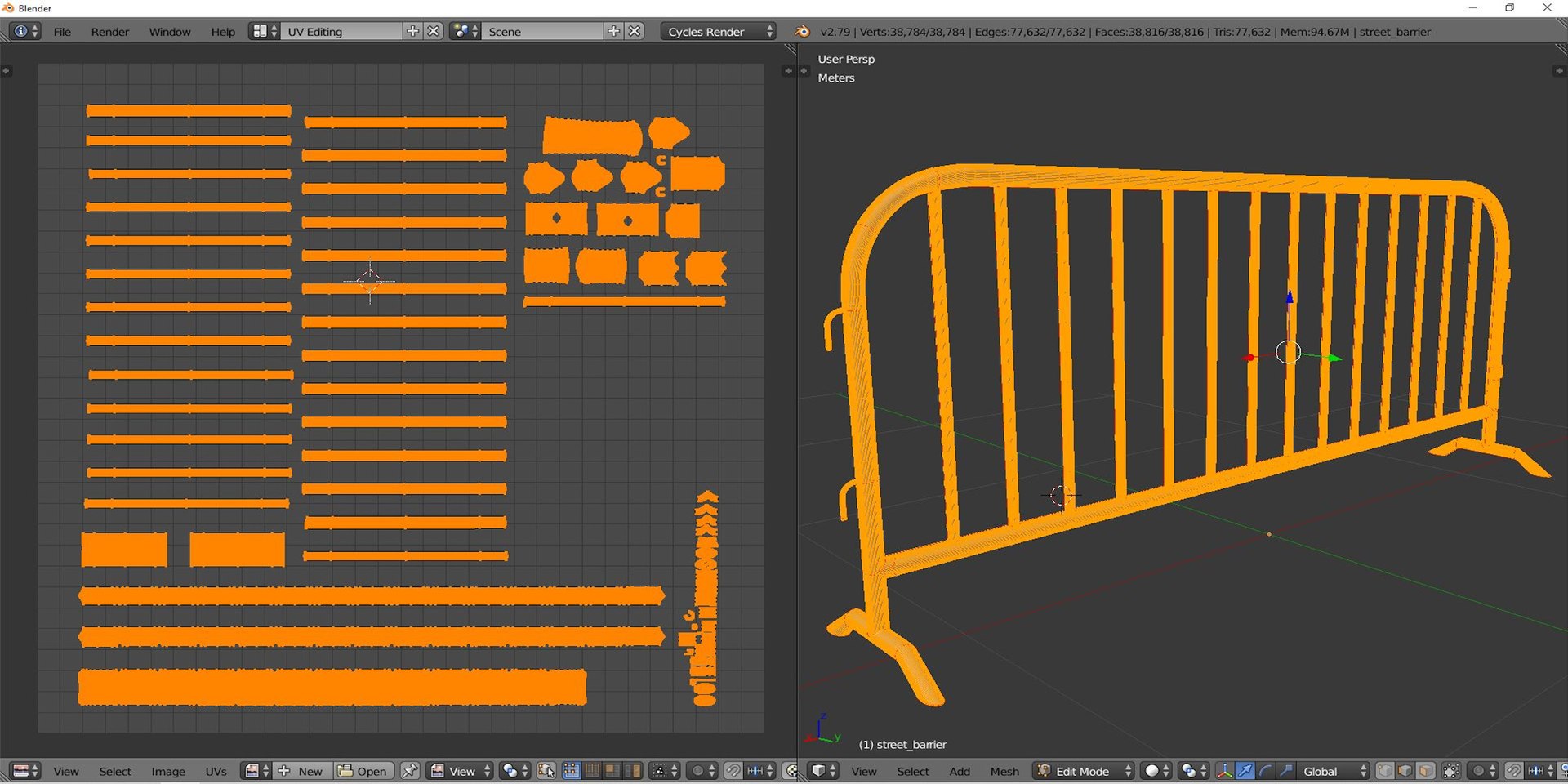 pbr uv-textured street barrier 3d 3ds