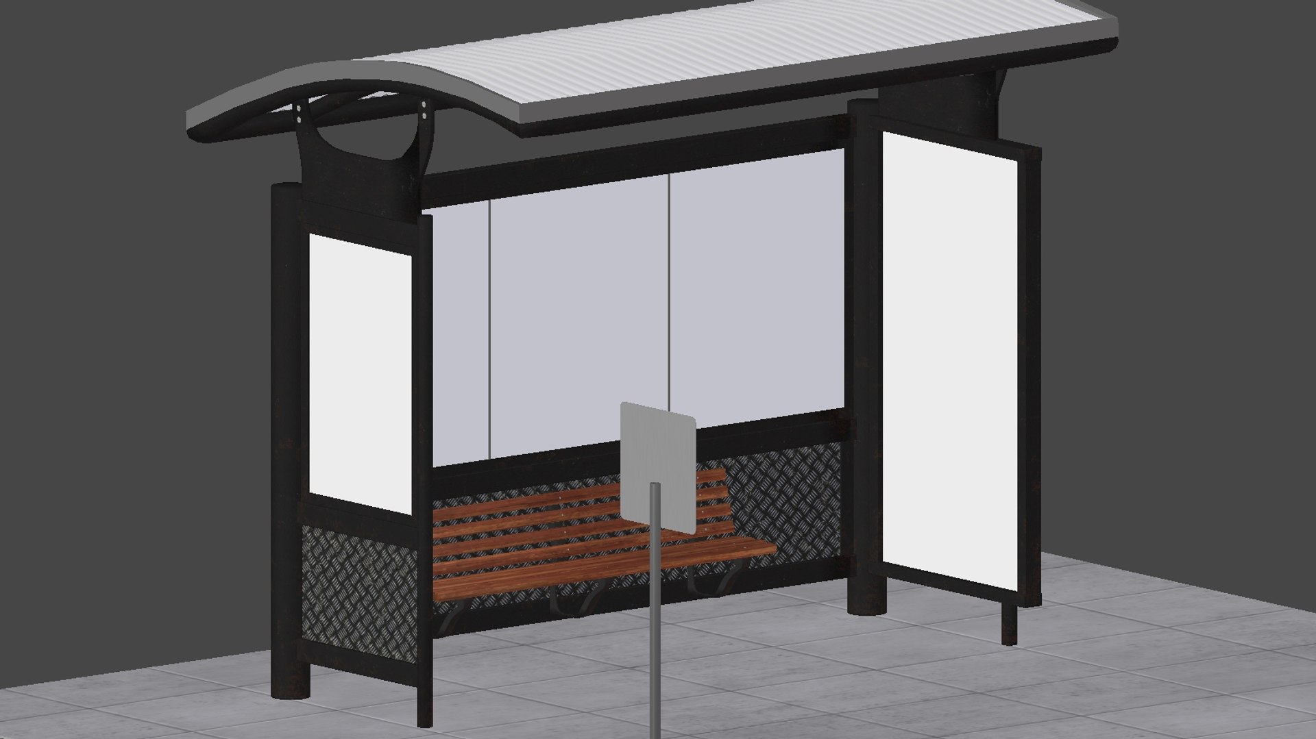 3d model realistic bus stop shelter