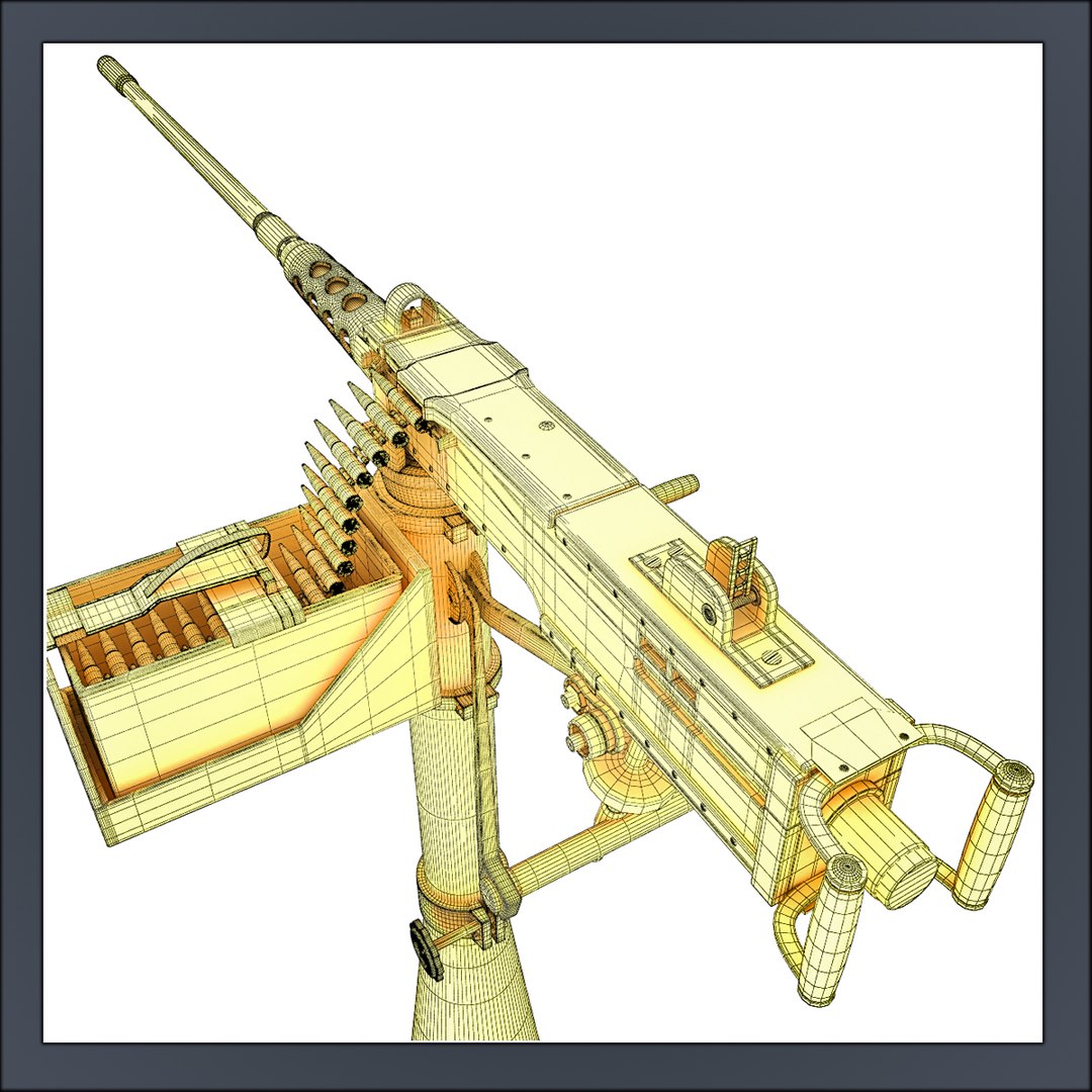 M2 Browning Mg Machine Gun 3d Model
