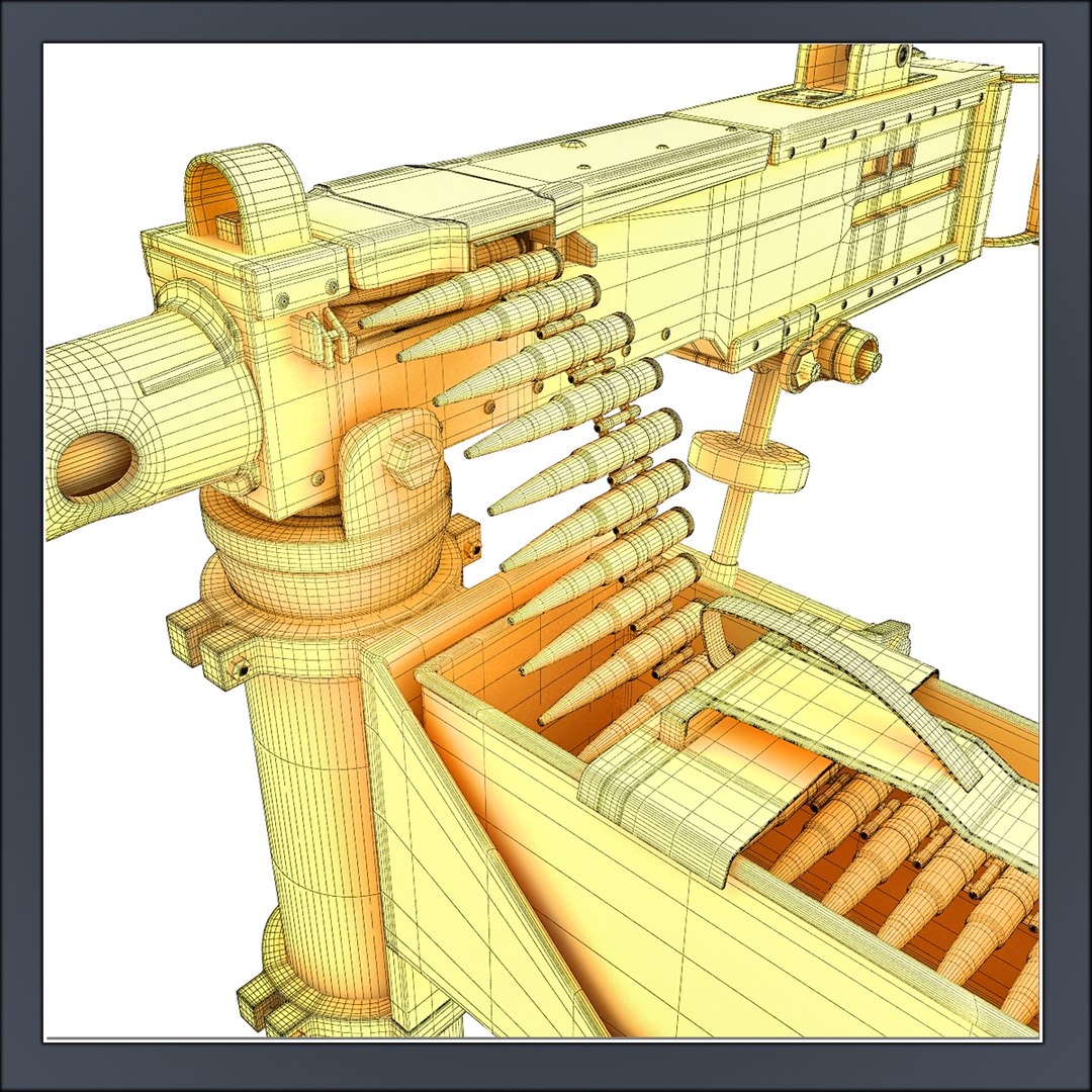 M2 Browning Mg Machine Gun 3d Model