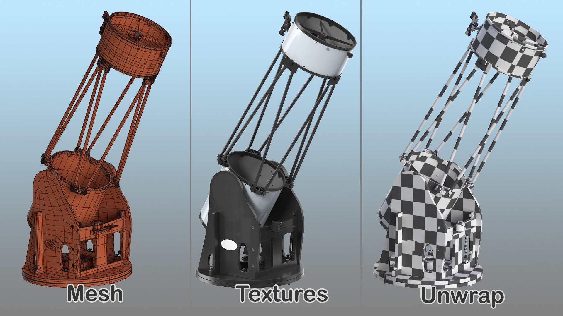 Truss Tube Dobsonian Telescope 3D Model - TurboSquid 1622039