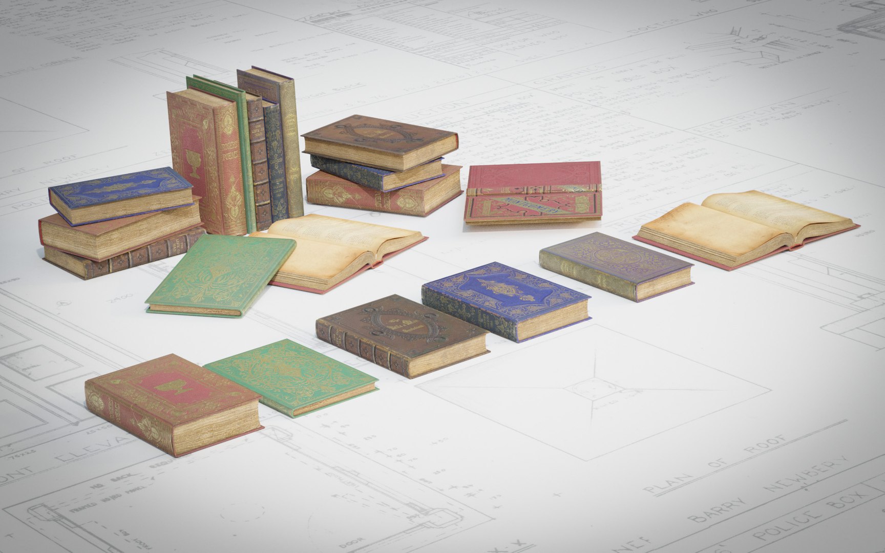 6 Old Books Medieval Model - TurboSquid 1805380