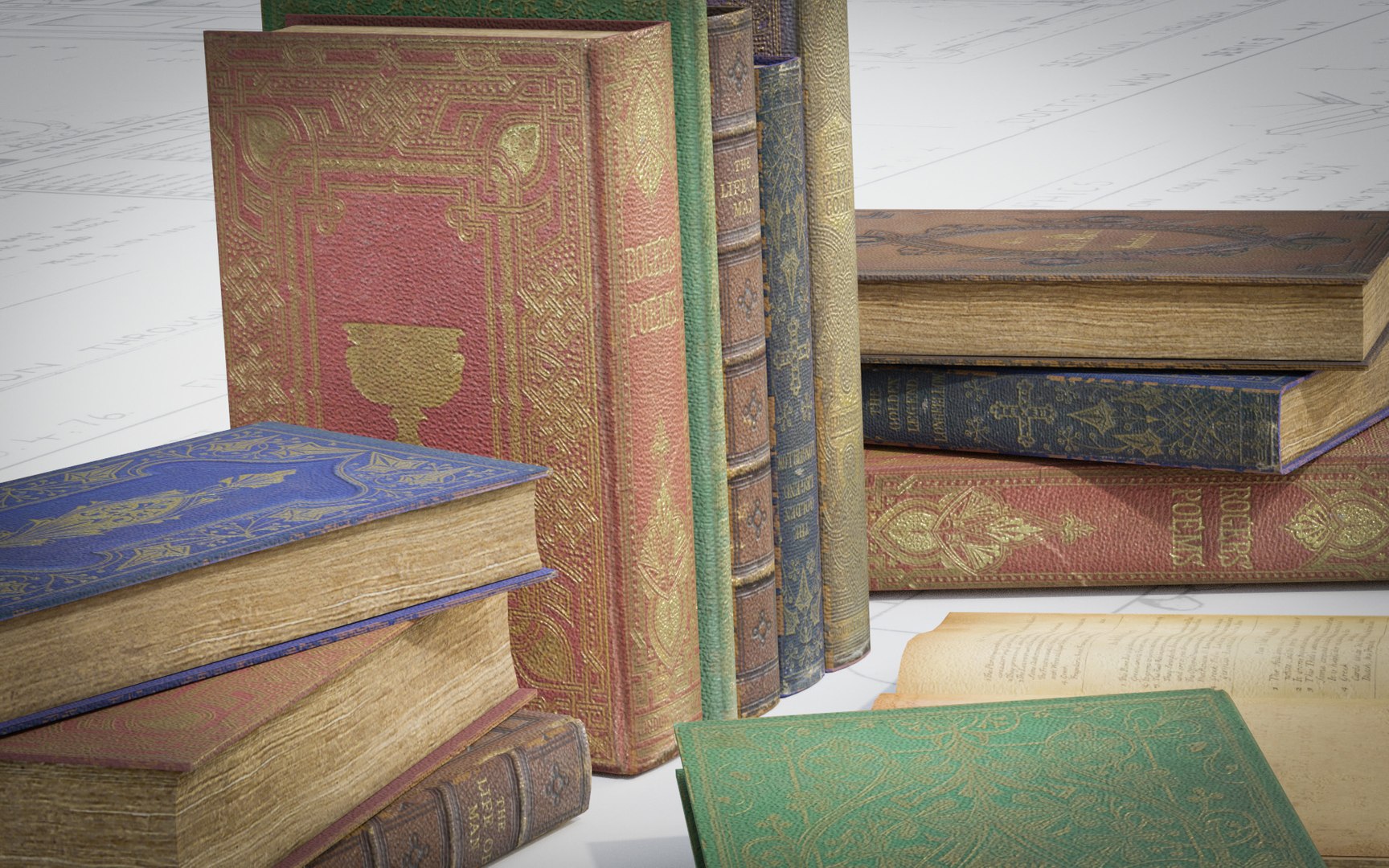6 Old Books Medieval Model - TurboSquid 1805380
