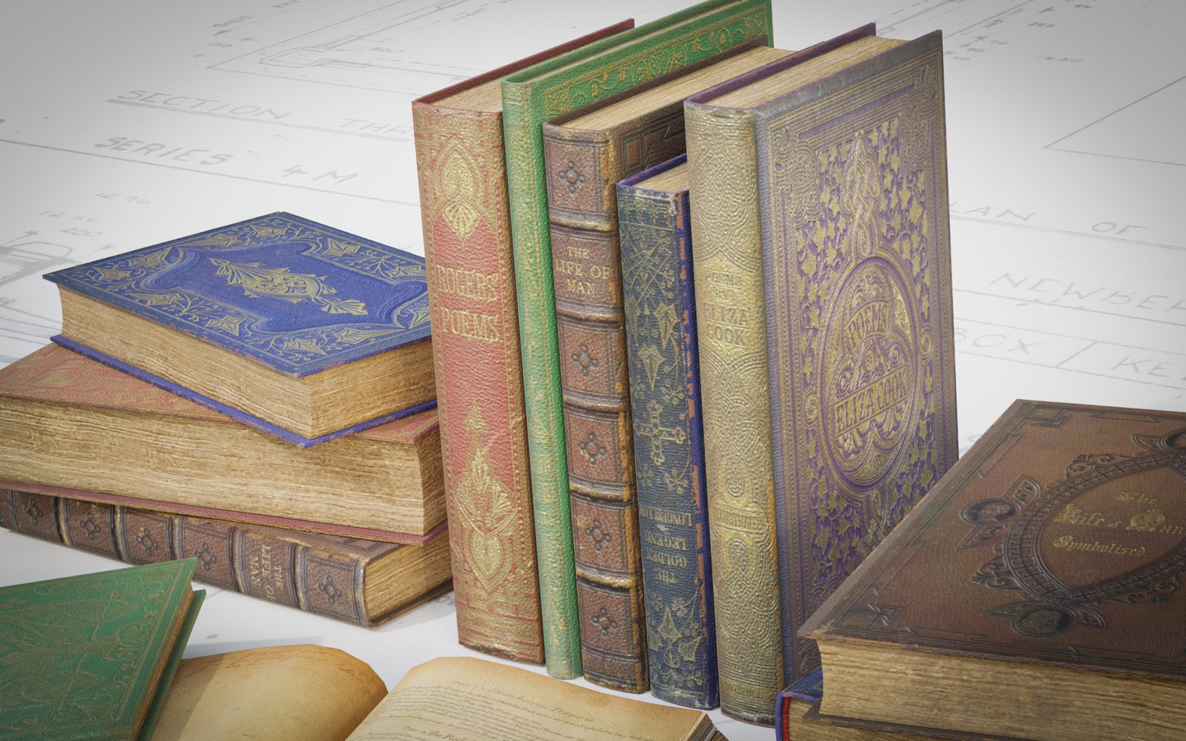 6 Old Books Medieval Model - TurboSquid 1805380