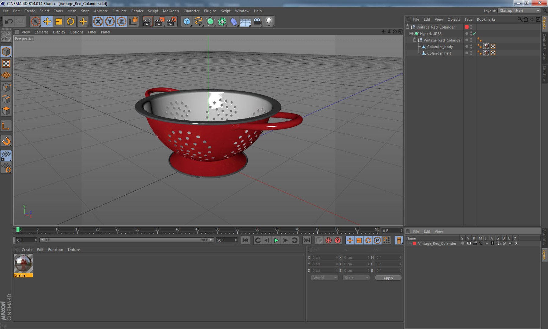 3D Vintage Red Colander Model - TurboSquid 1286605