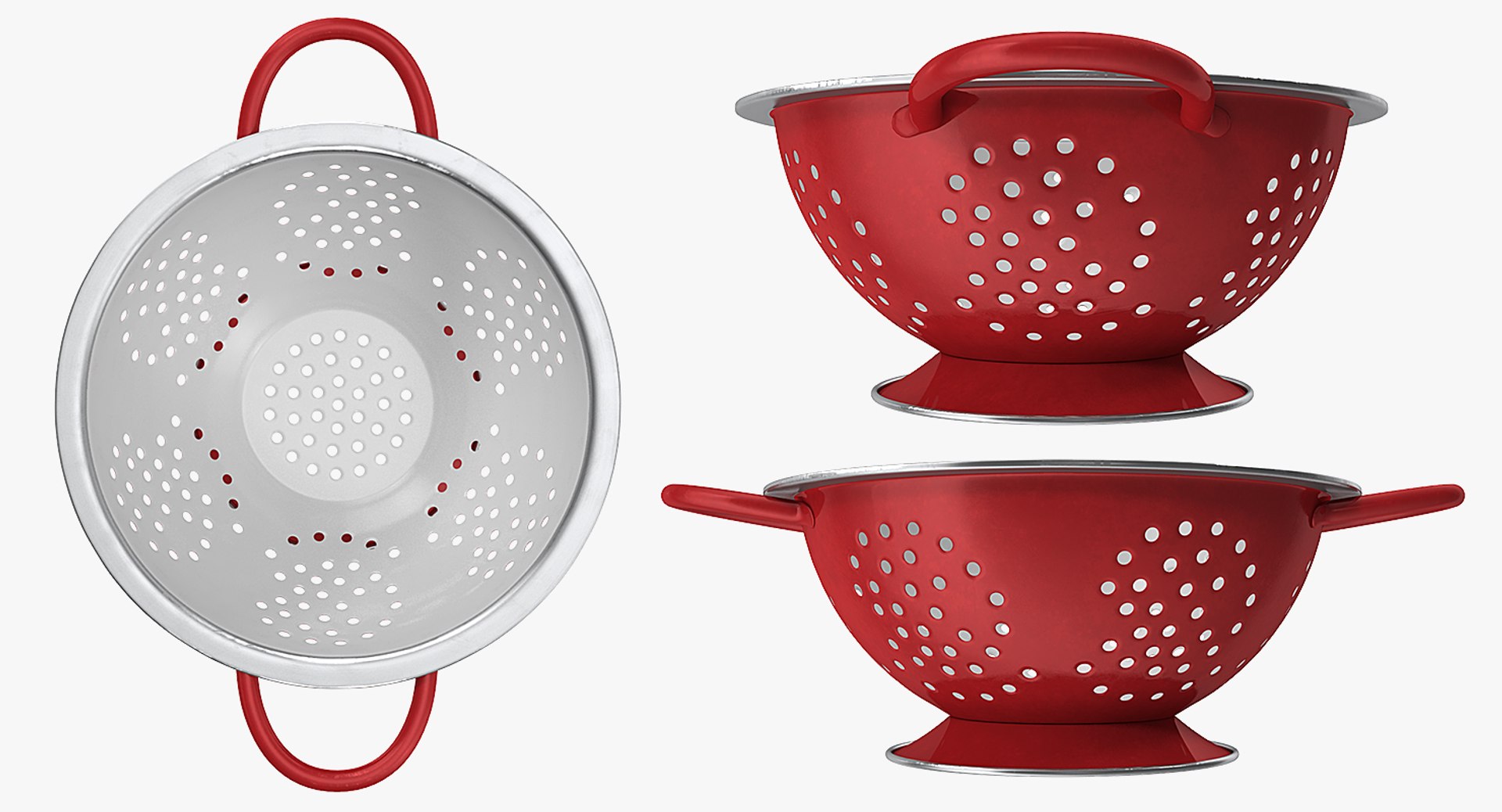 3D Vintage Red Colander Model - TurboSquid 1286605