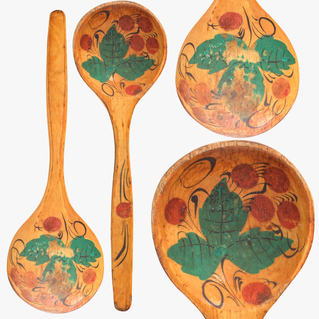 Old wooden traditional spoon model - TurboSquid 2057563