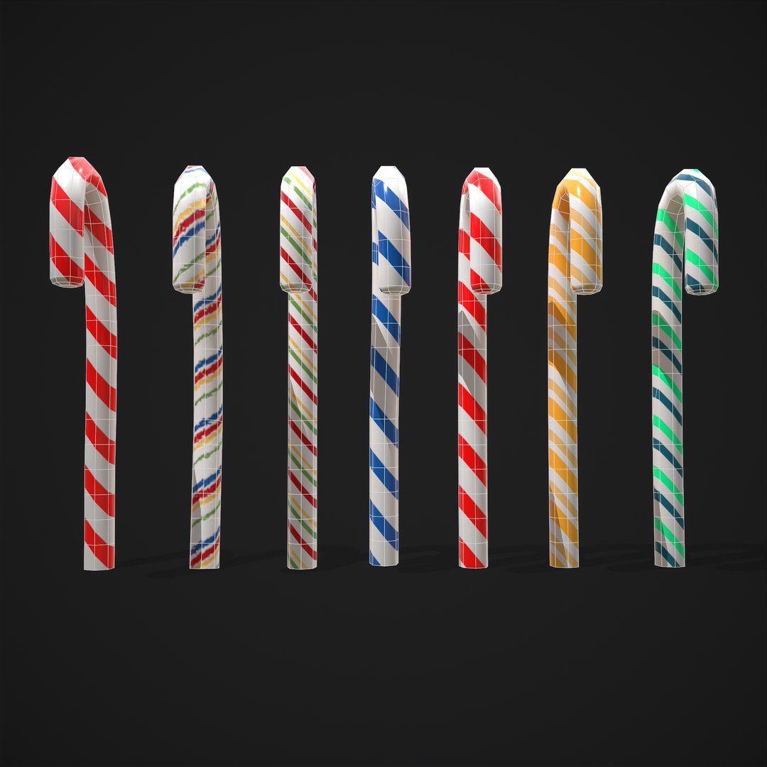 3D Vintage Candy Canes and Box model - TurboSquid 1836140