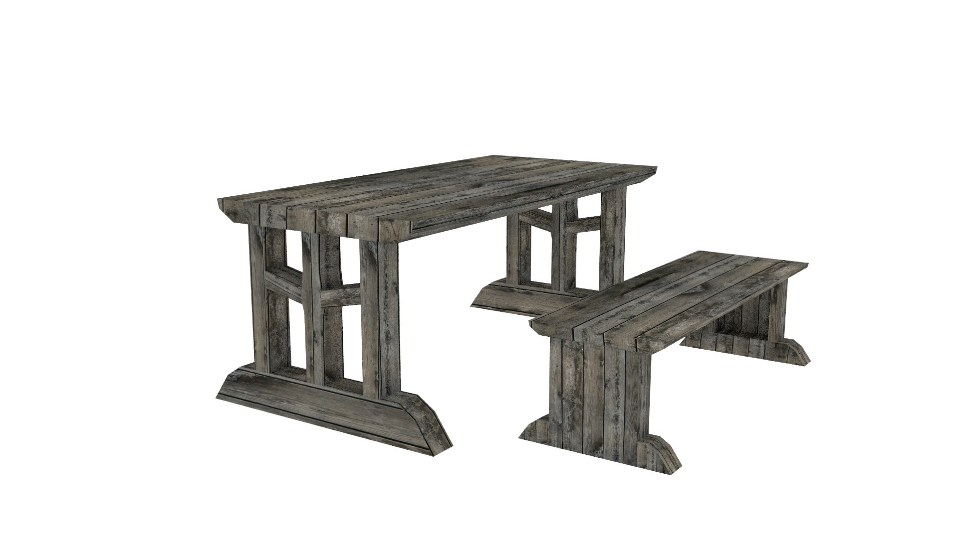 Medieval Furniture Bench Table 3ds Free