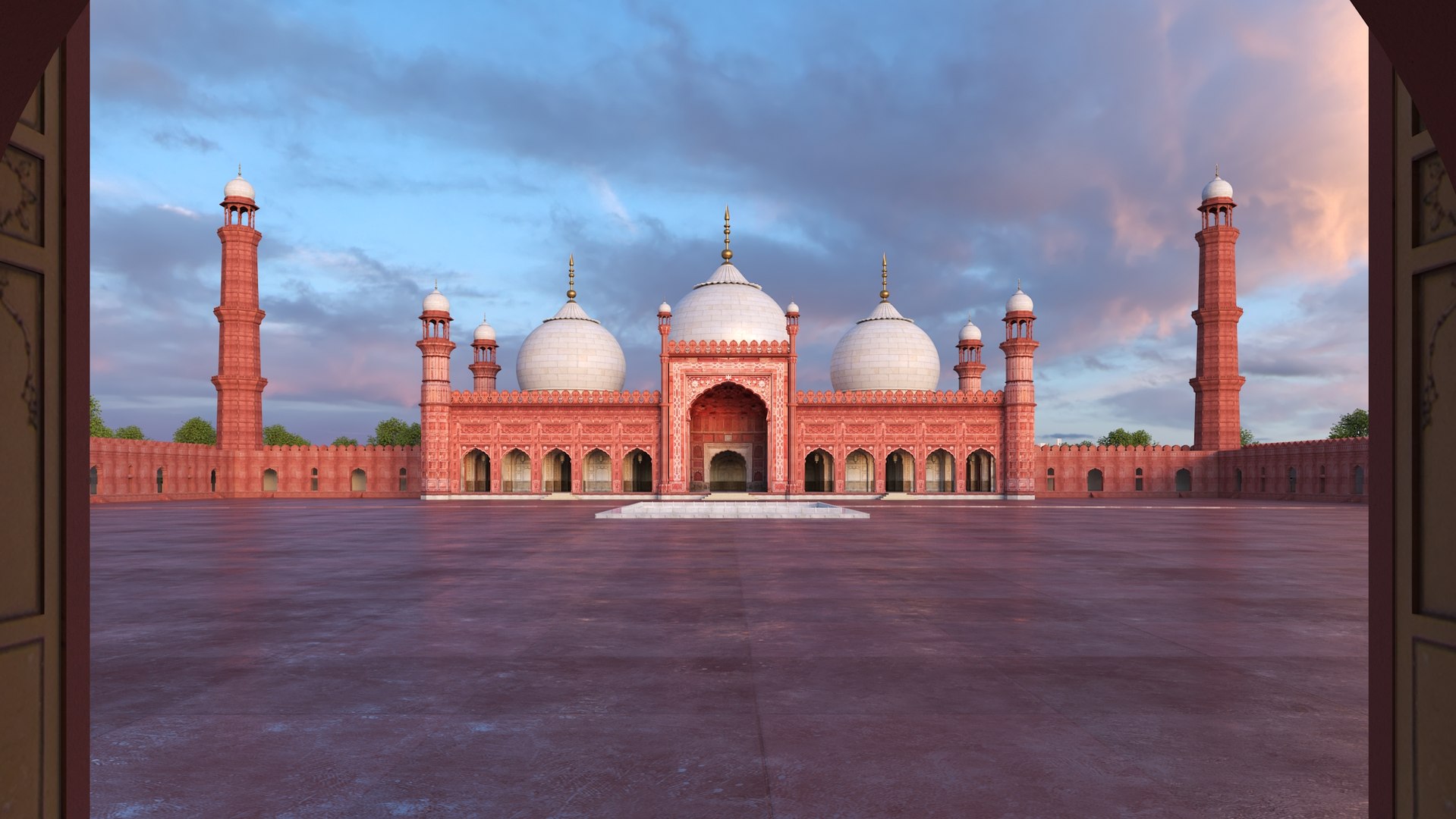 3D Model Badshahi Mosque - TurboSquid 2321184