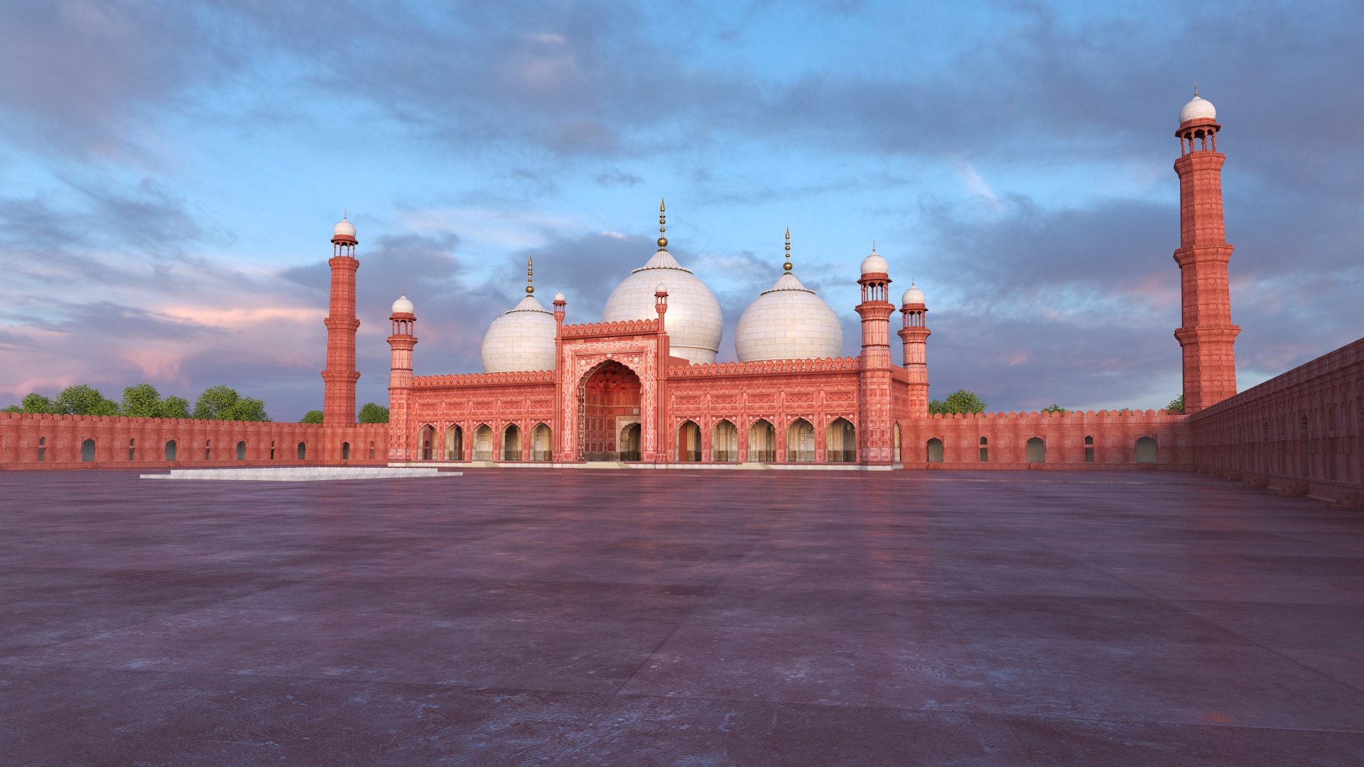 3D Model Badshahi Mosque - TurboSquid 2321184