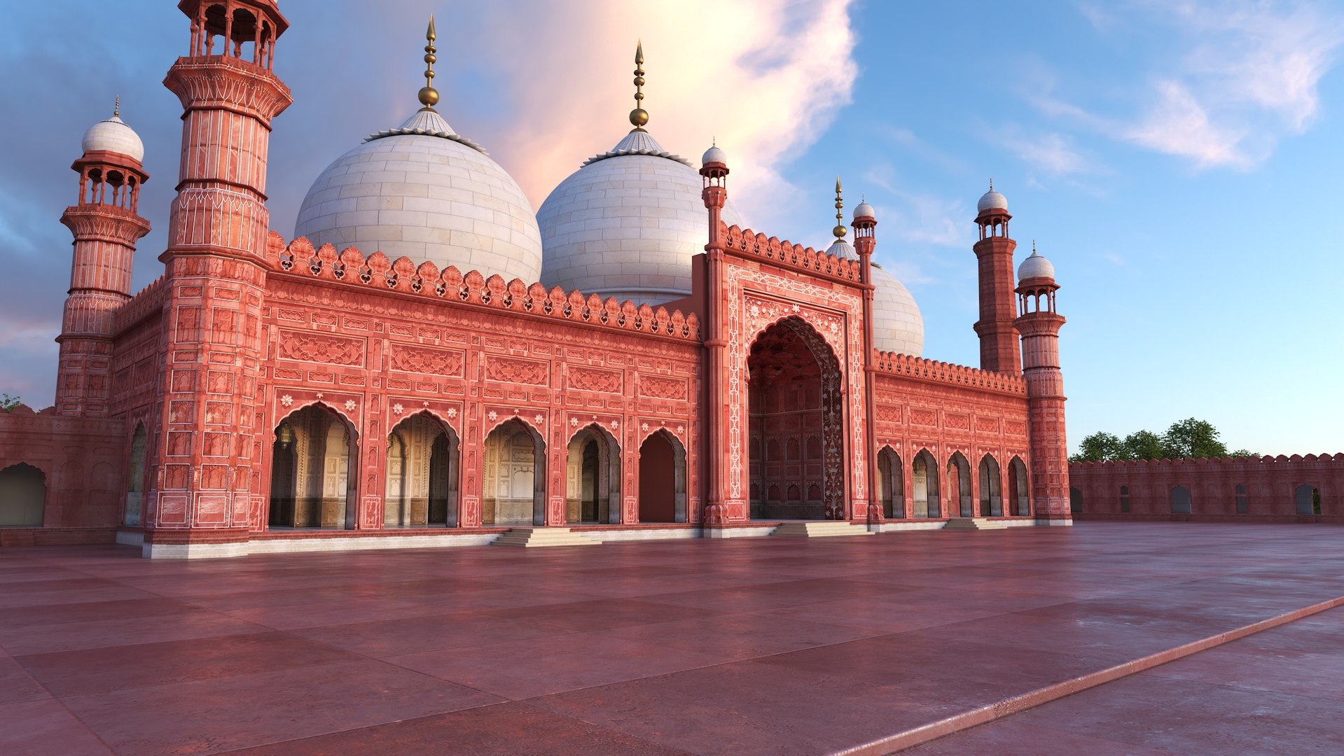 3D Model Badshahi Mosque - TurboSquid 2321184