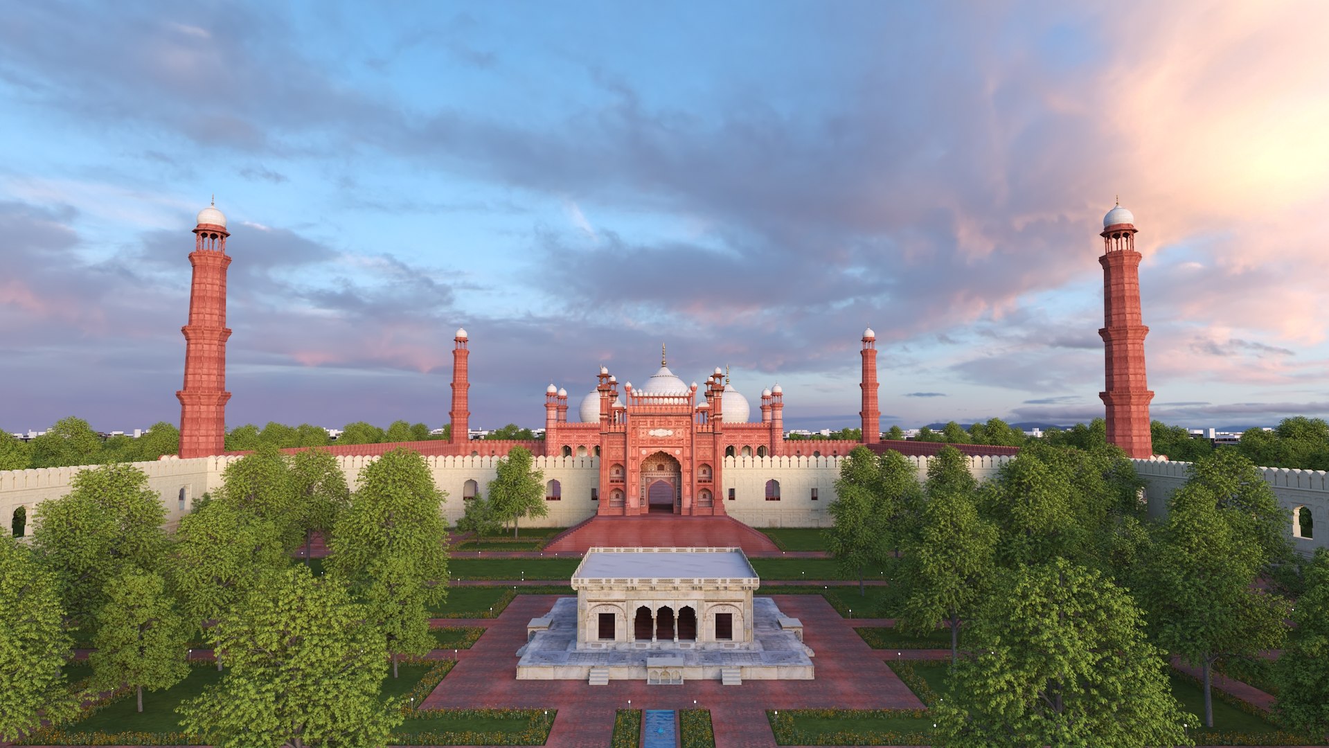 3D Model Badshahi Mosque - TurboSquid 2321184