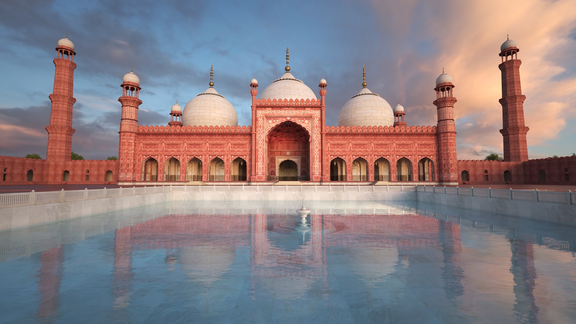 3D Model Badshahi Mosque - TurboSquid 2321184