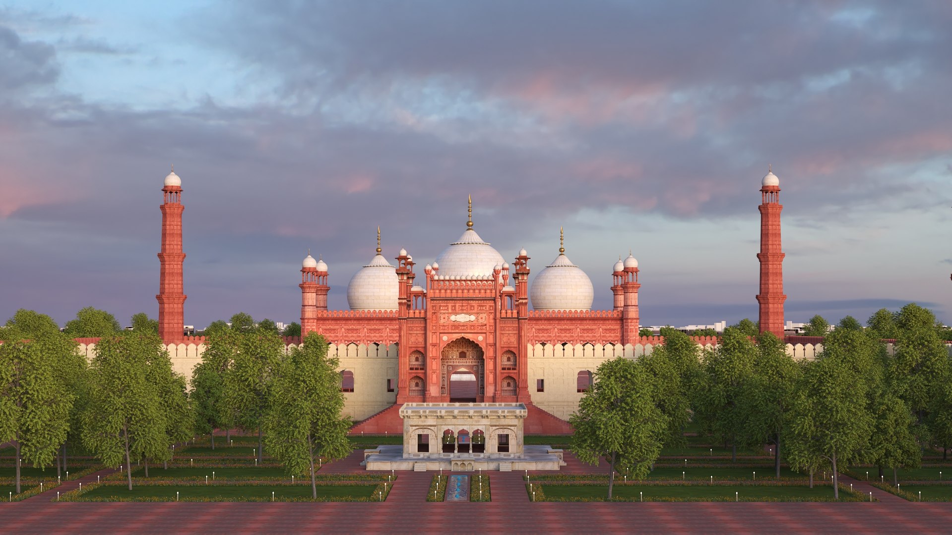 3D Model Badshahi Mosque - TurboSquid 2321184