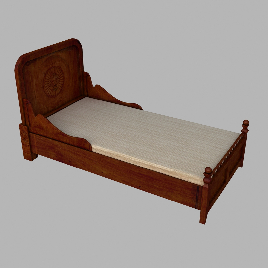 Antique Old Bed 3d Model
