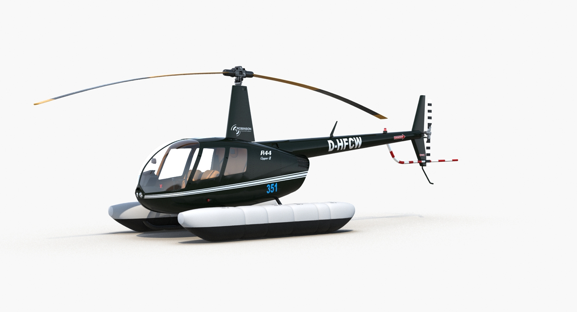 Helicopter Robinson R44 Floats 3d Model